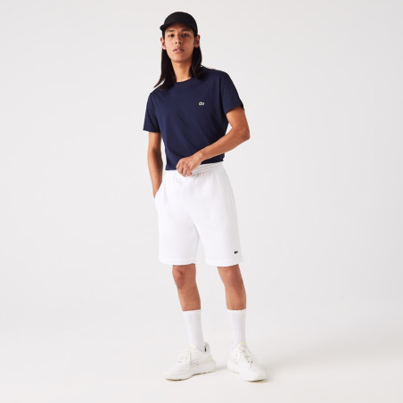 Short Lacoste en molleton gratté coton biologique blanc chez DM'Sports