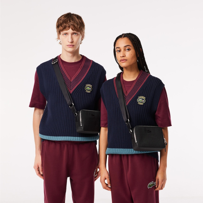 Mini sacoche chantaco Lacoste Noire en cuir | Chez DM'Sports